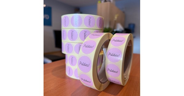 1000 Rozā PALDIES uzlīmes, Apaļas formas , izmērs 25mm.